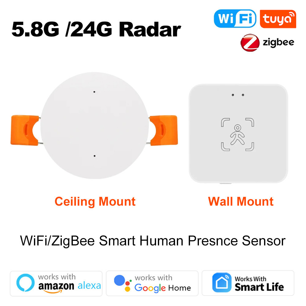 ♥Tuya 5.8G/24G Wifi/Zigbee MmWave Human Presence Motion PIR Sensor With Luminance/Distance Detec ...