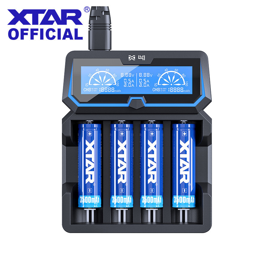 XTAR 18650 Fast Battery Charger X4 LCD Display Charging 3.7V 18750 26650 21700 18350 1.2V AA A ♥ ...