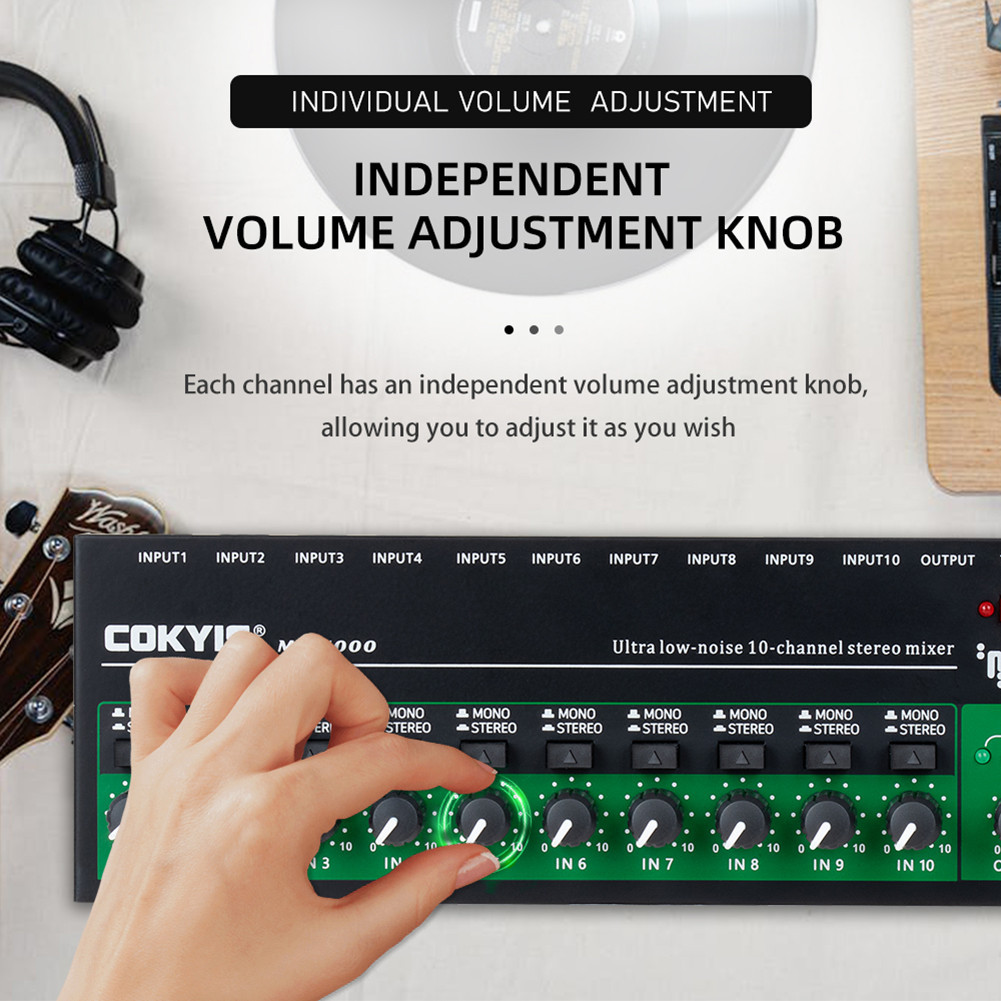☺10 Channel Stereo Ultra Low Noise Line Mini Sound Mixer Stereo Audio ...