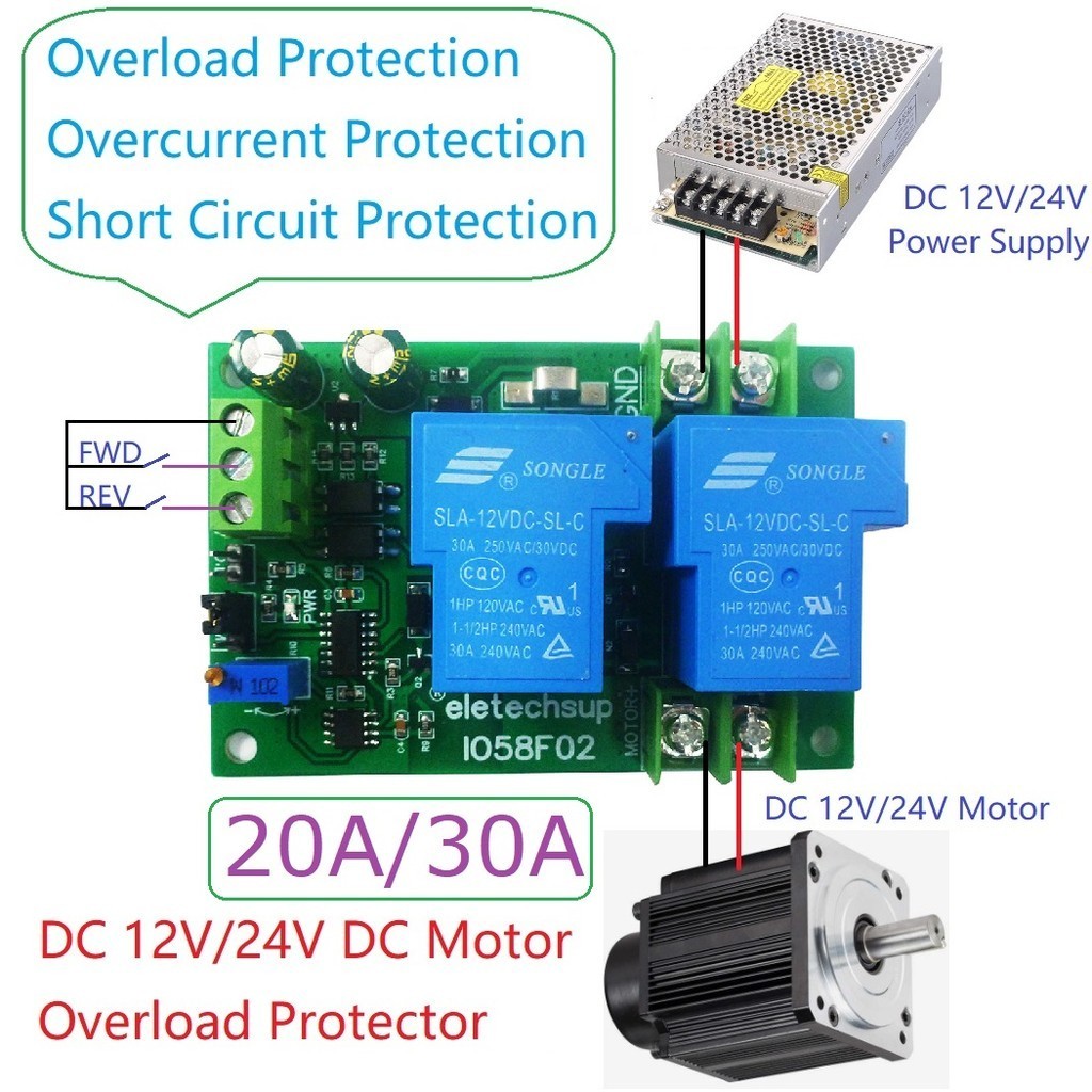 IO57E02 IO58F02 DC 12V 24V Brushed Motor Overload Overcurrent Short ...