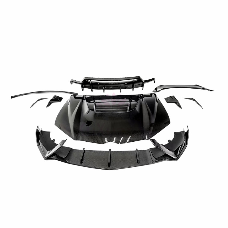 ⚖High quality dry carbon fiber V-style front rod edge side skirt rear ...