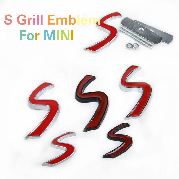 ~1 PCS 3D Letters S Emblem Car Stickers Grille Badge For Mini Cooper S ...