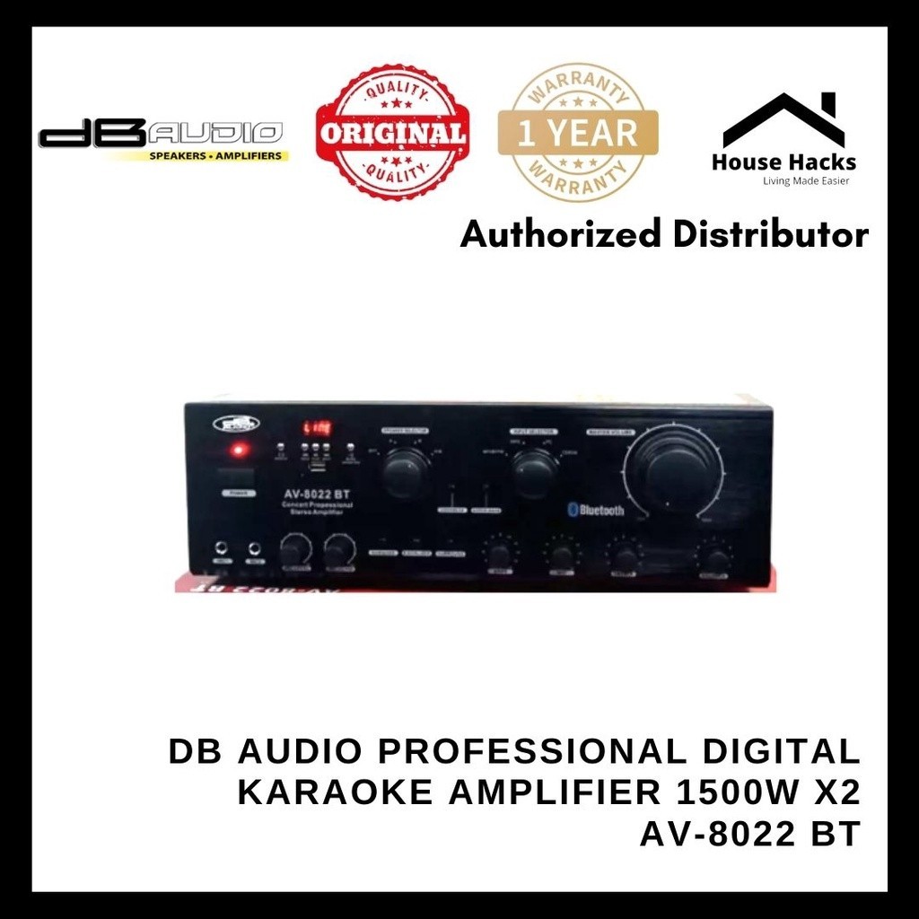 DB Audio Professional Digital Karaoke Amplifier 1500W x2 AV-8022 BT ...