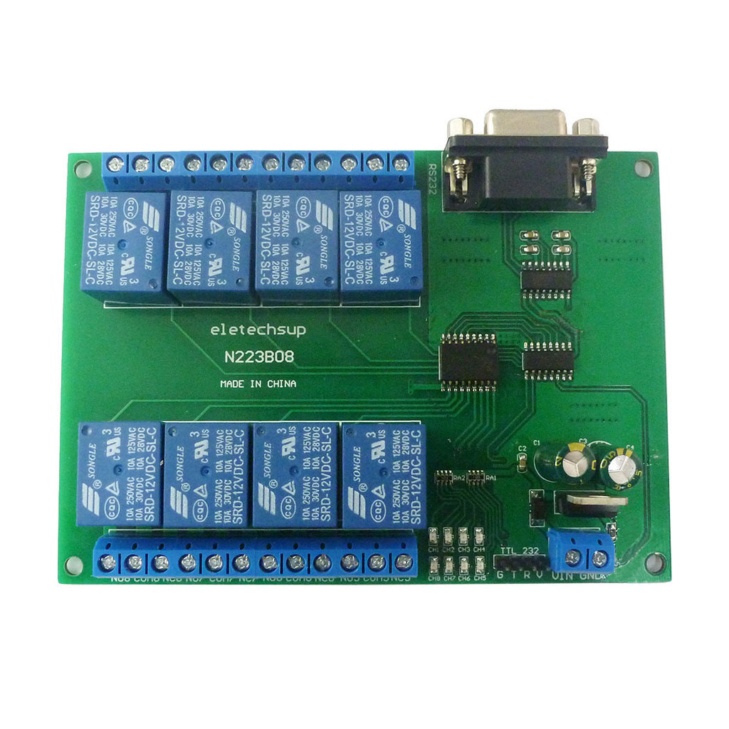 ~8 Channel RS232 Relay Module PC Serial Ports RS232/TTL232 Control Relay DC 12V Remote ControlER ...