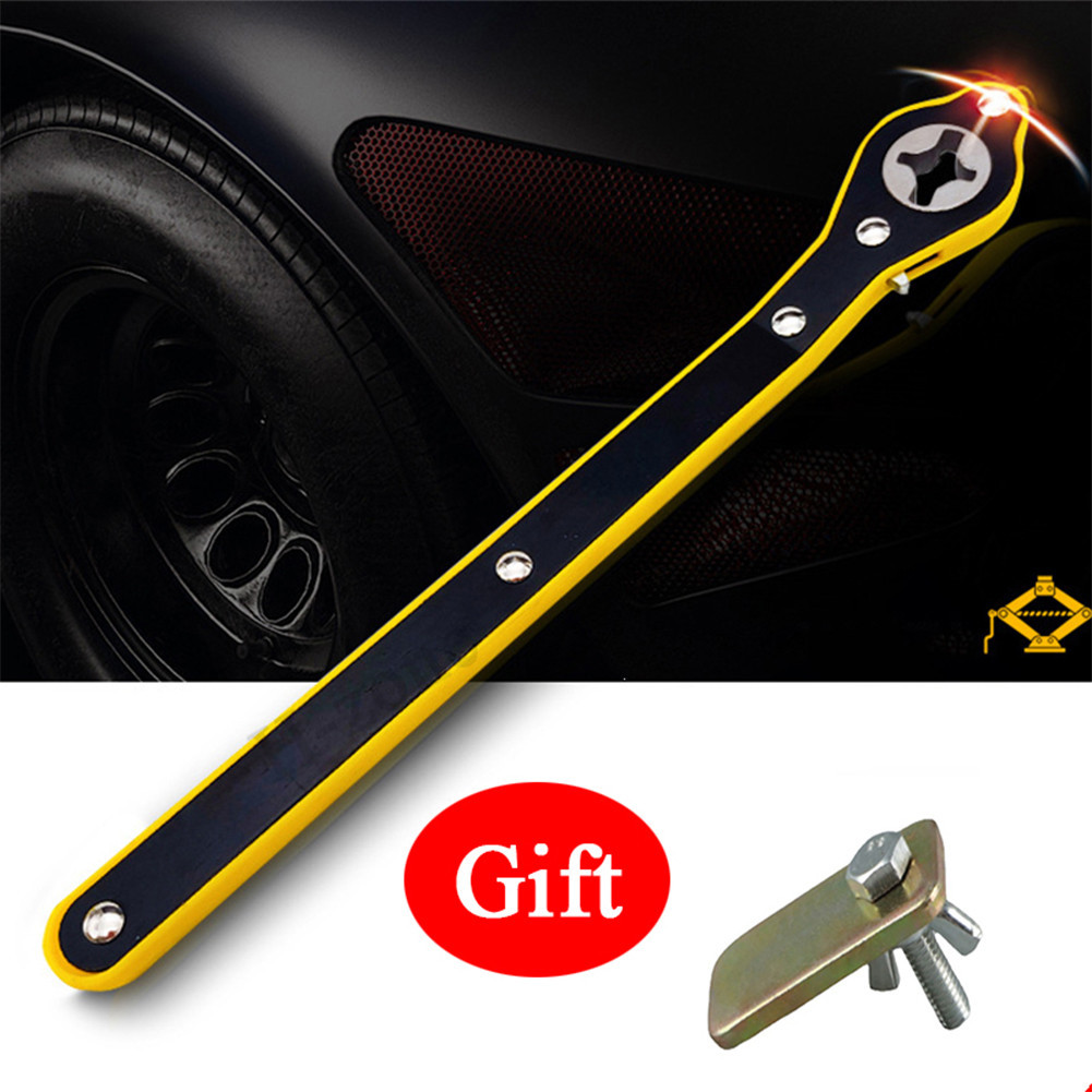 ⚕Car Labor-saving Jack Ratchet Wrench Scissor Jack Garage Tire Wheel ...