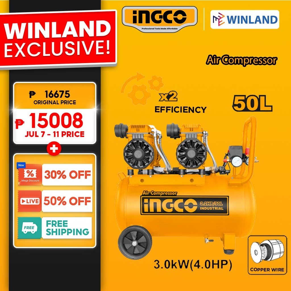 Ingco by Winland 2X1500W | 4.0HP/50L Air Compressor ACS224501P ING-PT ...