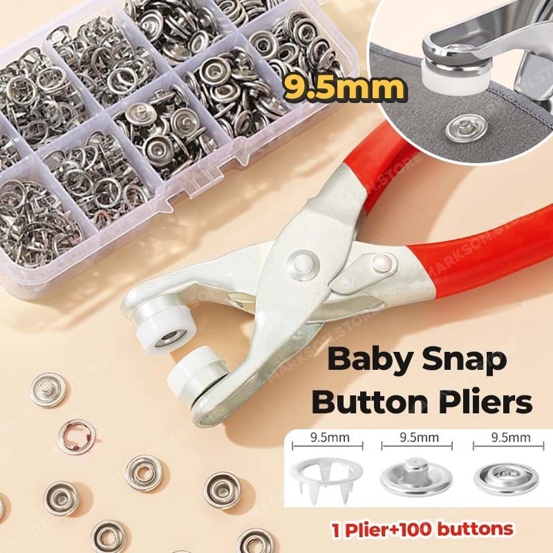 100Pcs Snap Button Pliers Tools Set Automatic Eyelet Puncher Fastener ...