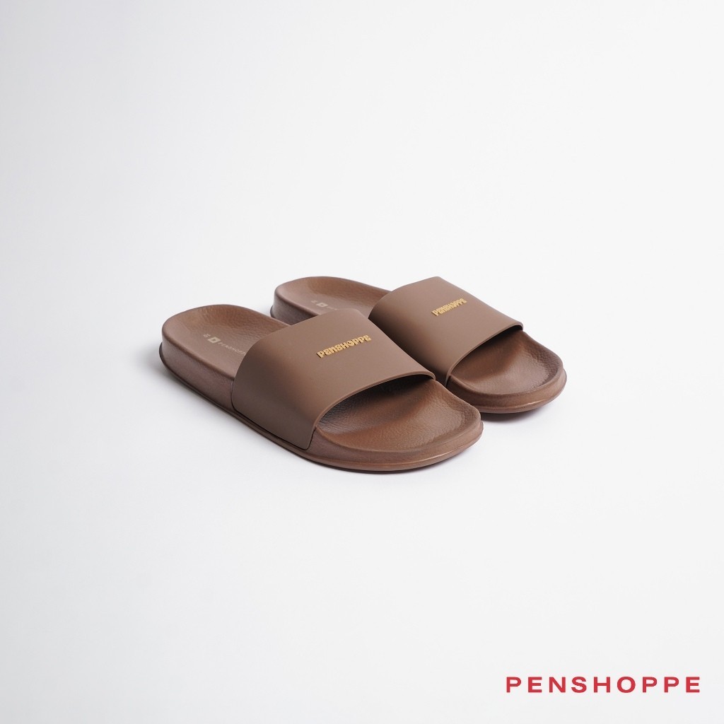 Penshoppe All Rubber Slides Slippers With Branding For Men (Brown ...