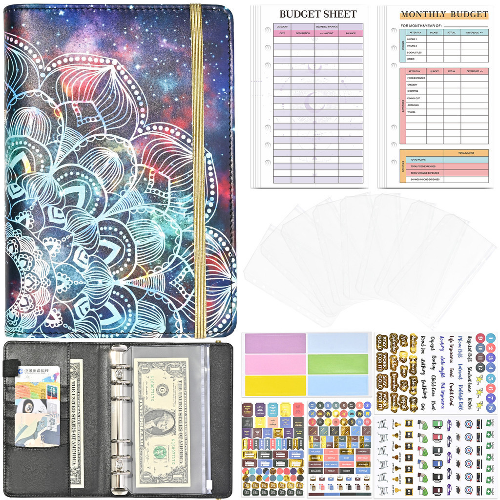 A6 Budget Binder Planner With Monthly Schedule Envelopes Colorful PU ...