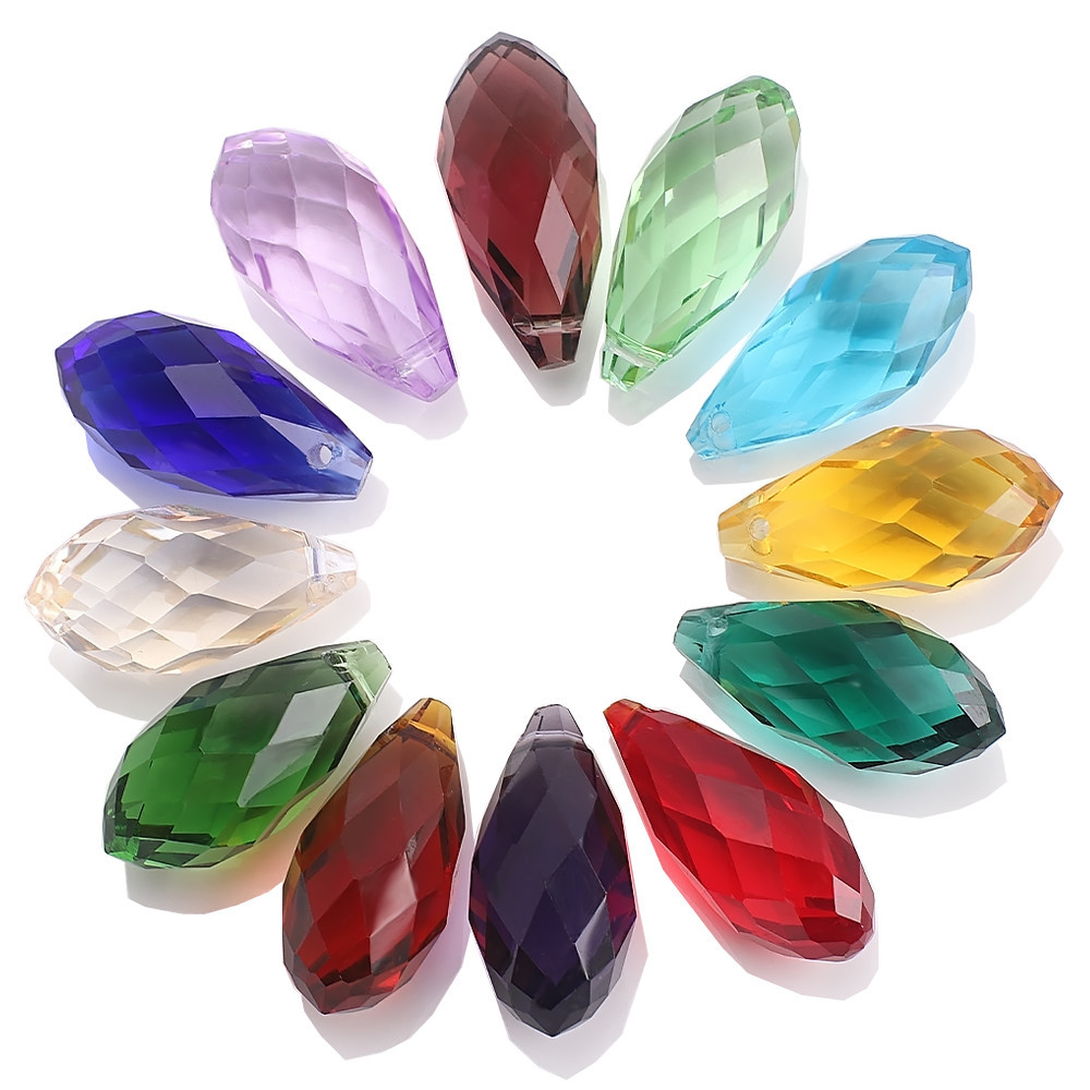 ZHUBI 20pcs 10x20mm Glass Bead Charms Faceted teardrop beads Crystal ...