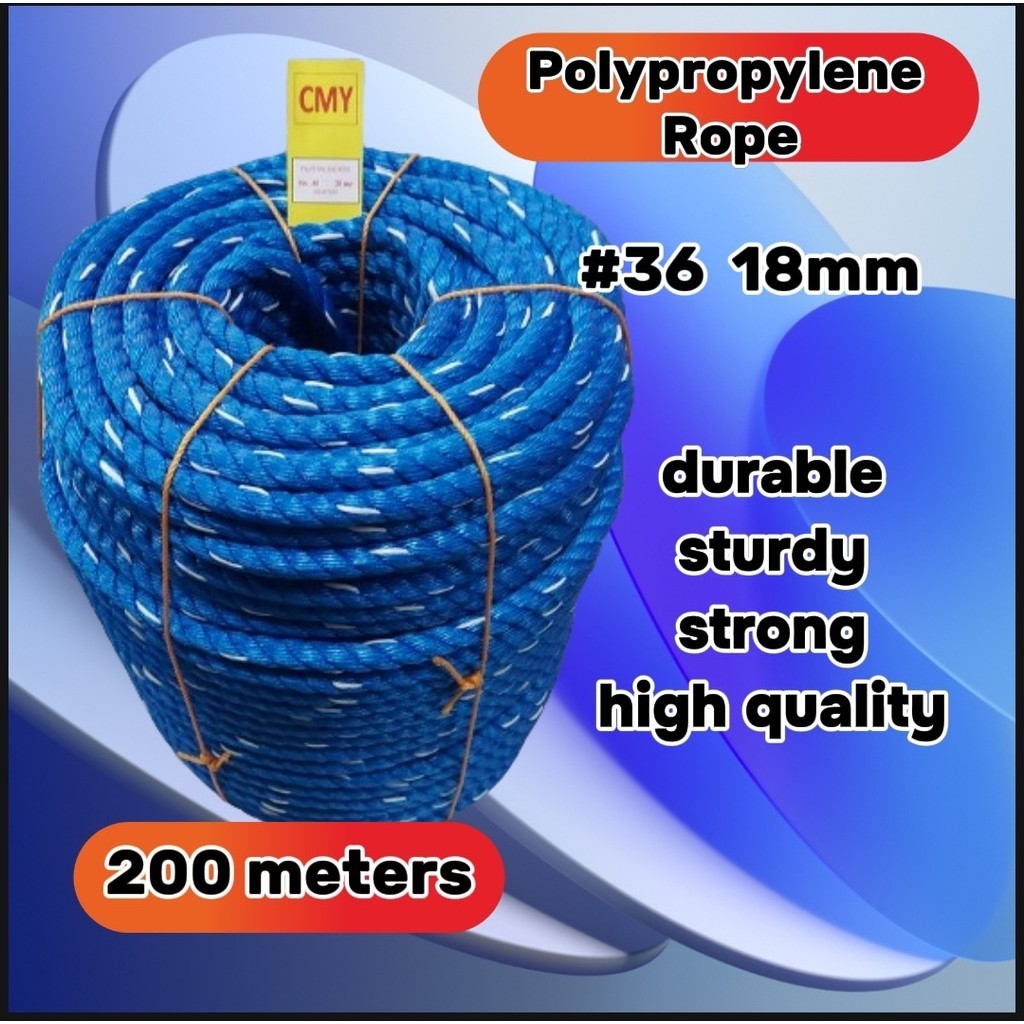no.36 18mm CMY NYLON ROPE/POLYPROPYLENE/LUBID/TALI/200 METERS | Shopee ...