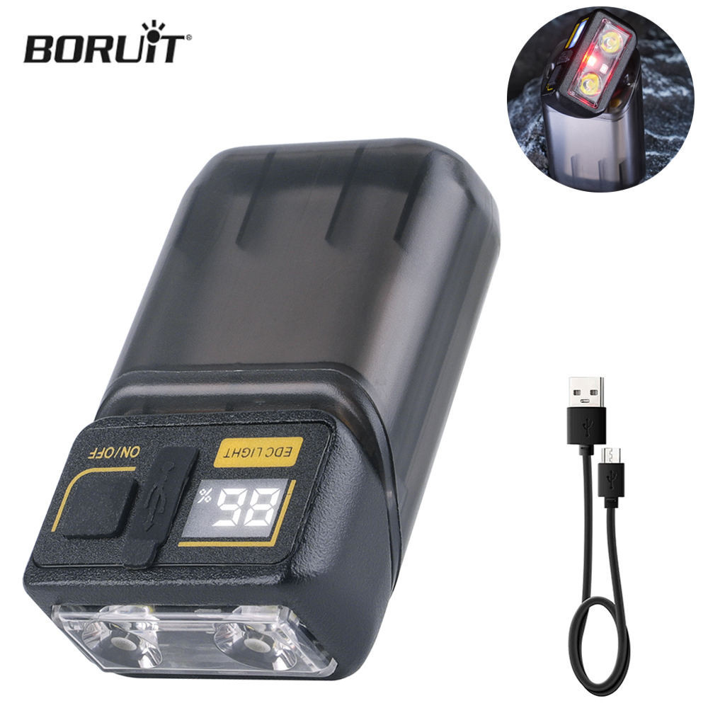 BORUiT LED Flashlight Keychain 180Rotations Magnetic Powerful USB-C ...