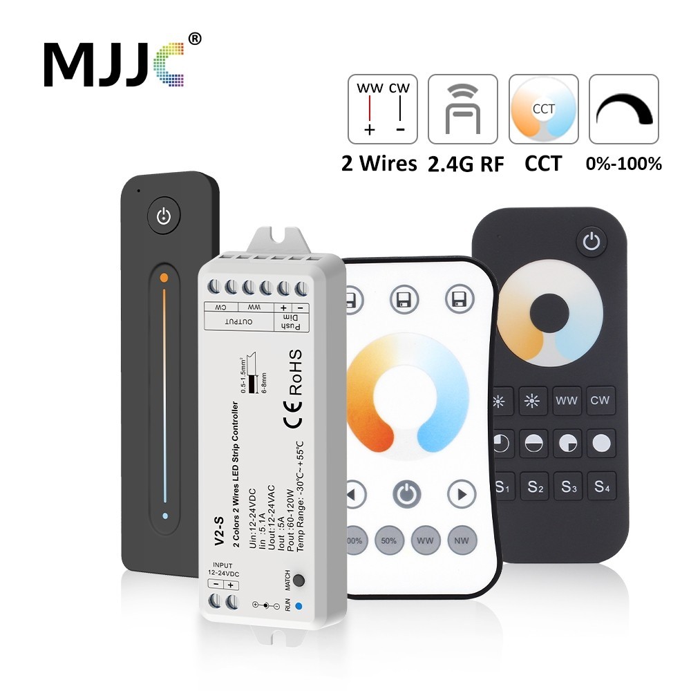 2 Wires CCT LED Controller 12V 24V DC 1CH 5A Wireless RF 2.4G Dual ...