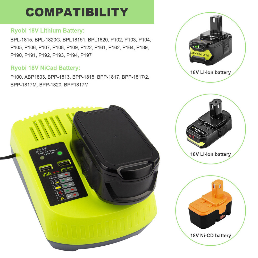 ☯General Electric Power Tool Battery Charger Fast Charger P100/108 Dual ...