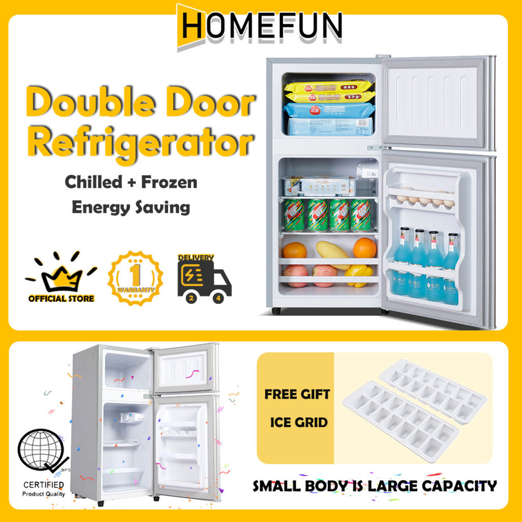 HOMEFUN Refrigerator Freezer Double Door Power Saving Mute Household ...