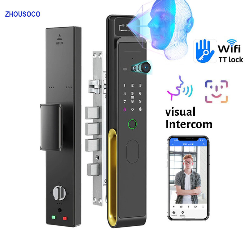 ~Face Recognition Ttlock WiFi Video Intercom Fingerprint Smart Door ...