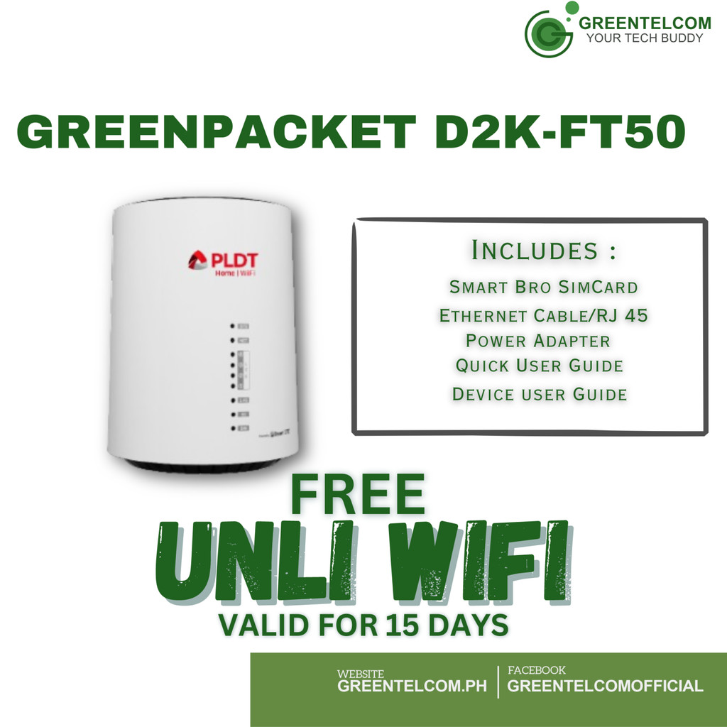 Smart Prepaid Home Wifi LTE Greenpacket D2K-FT50 with Unli WiFi valid ...