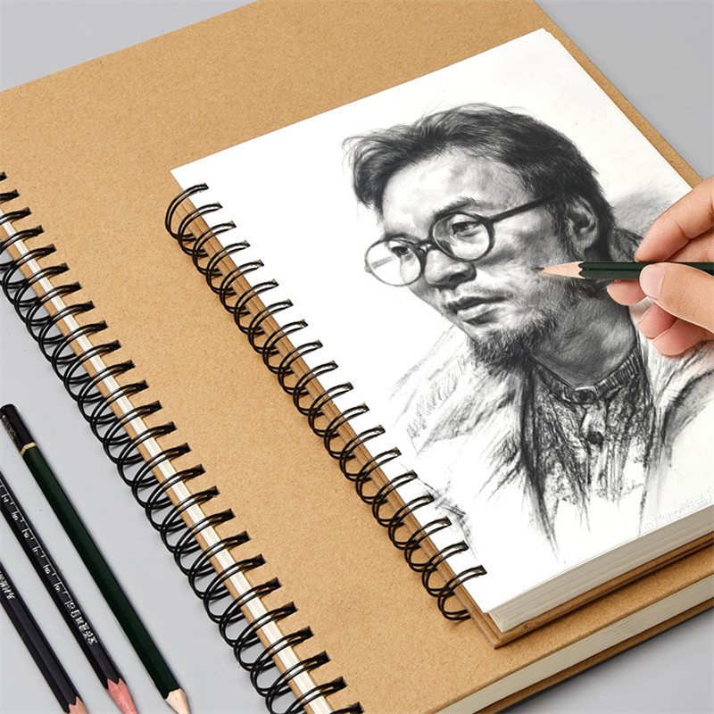 A4/A5/B5/B6 Retro Spiral Coil Sketchbook Kraft Paper Notebook Sketch ...