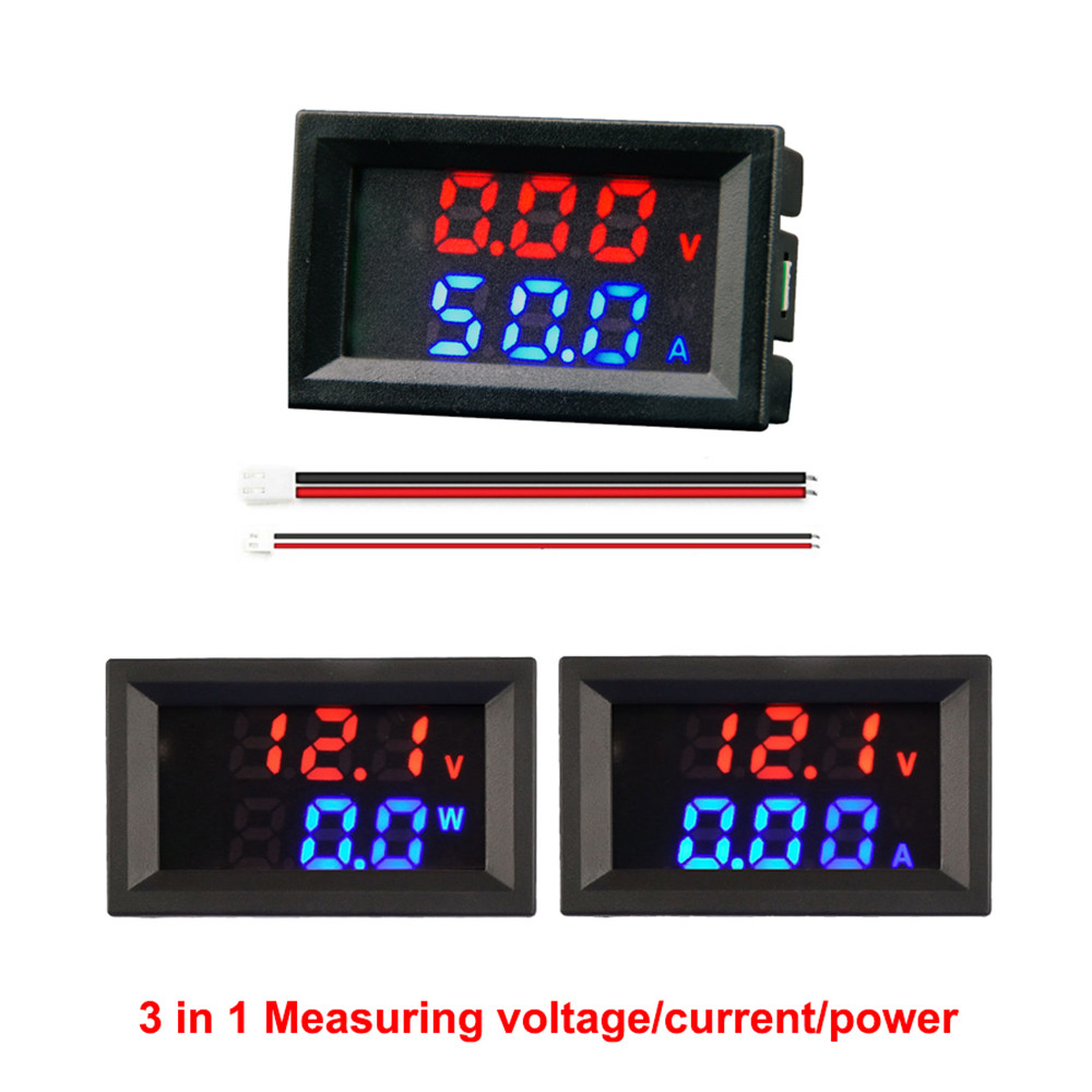 ⊰DC6-120V 100A Digital Voltmeter Ammeter Powermeter Dual Display ...