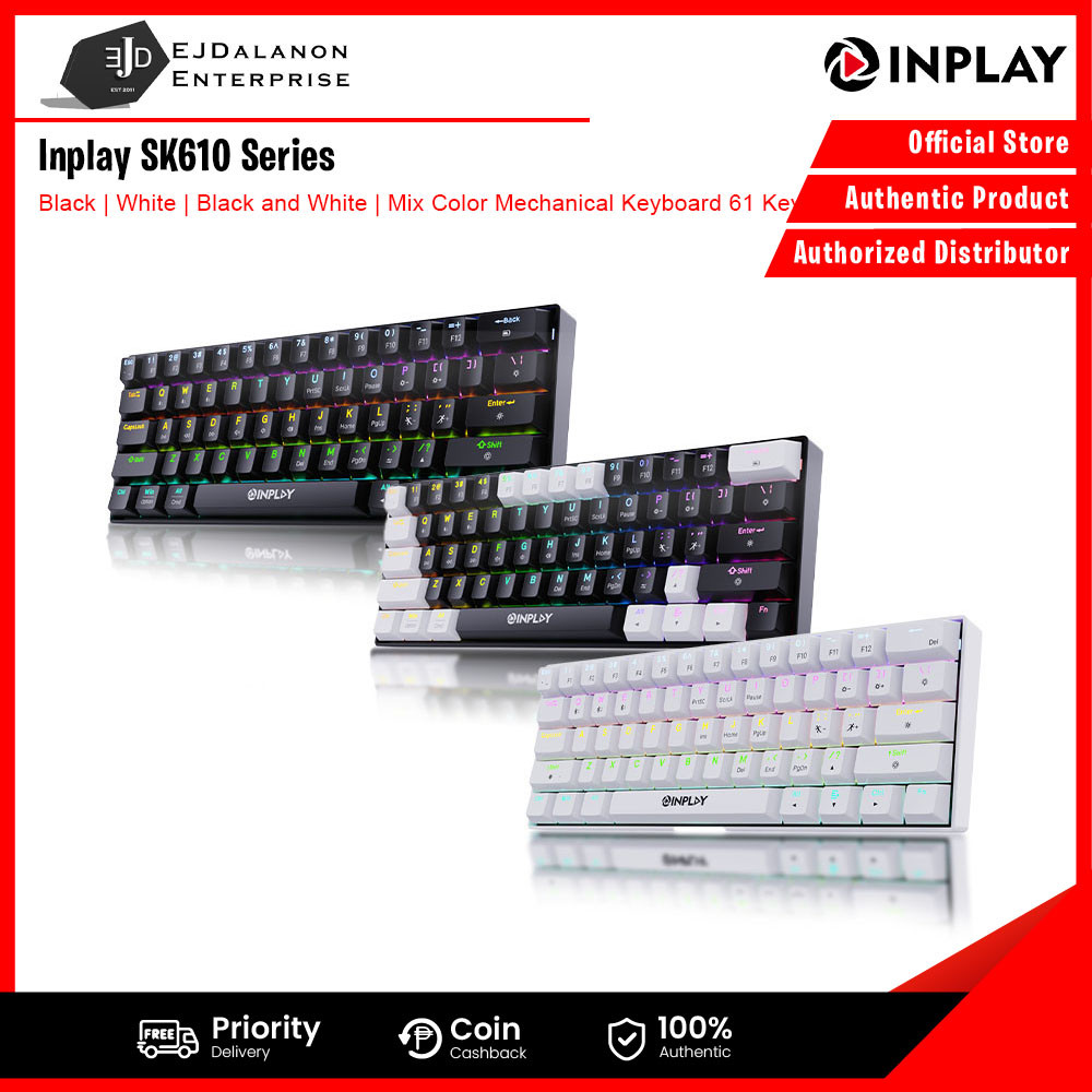 Inplay SK610 Mix Color Mechanical Keyboard 61 Key, Brown Switch ...