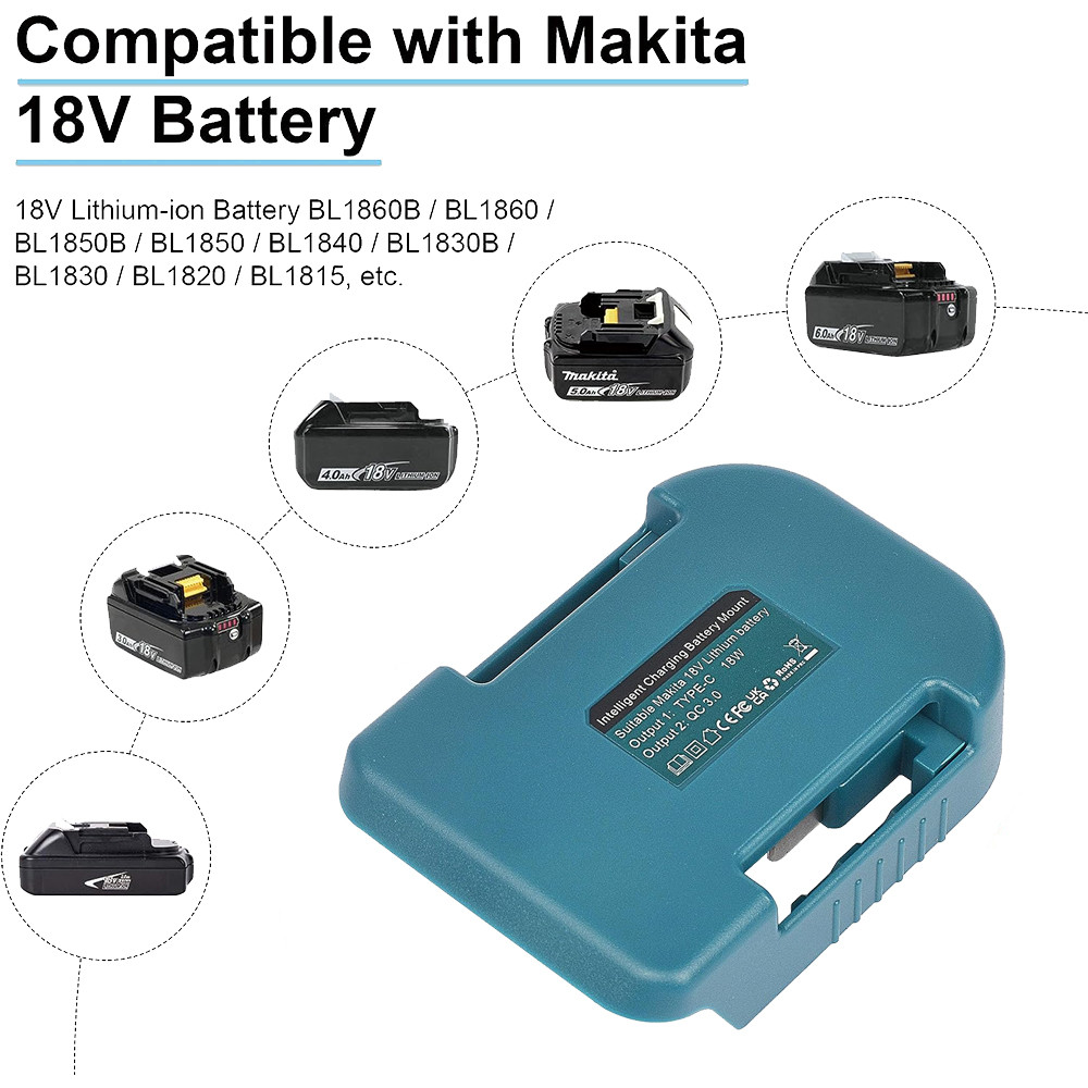 Adapter with dual output interface for Makita 18V 14V battery BL1860 batteries onvert to power ☮ ...
