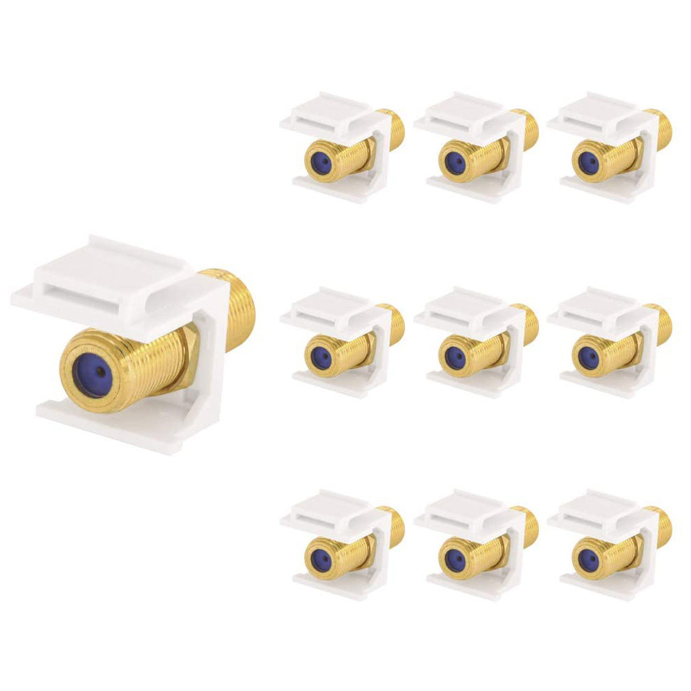 유10-Pack RG6 Keystone Jack Insert, Coaxial Cable Connector F-Type RG6 ...