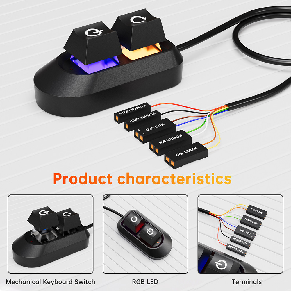 2M PC Switch RGB Lighting Motherboard Switch On Off PC Power Switch ...