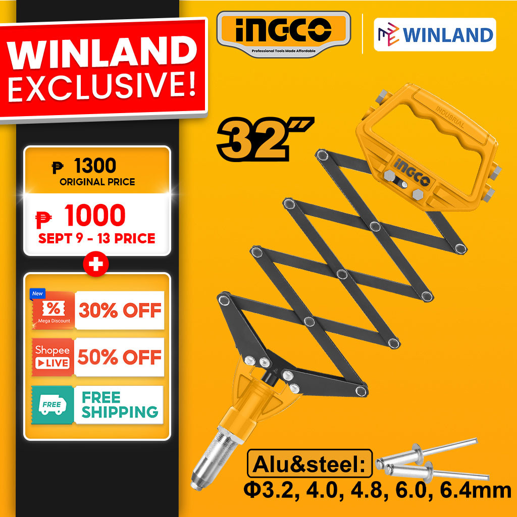 Ingco by Winland Industrial Graded Folding Hand Riveter 32" 815mm ...
