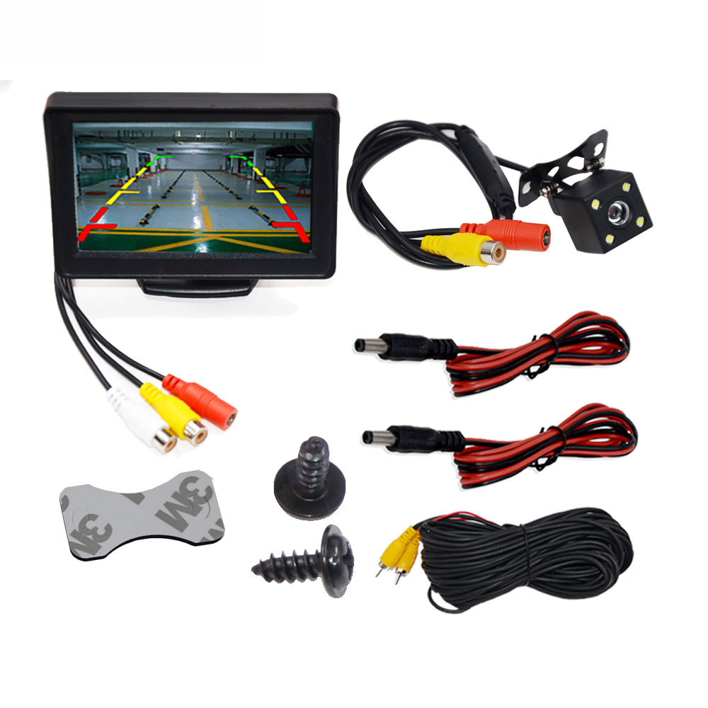 ☀Car Reverse Monitor with Rear View Camera Backup Kit Back Up Display ...