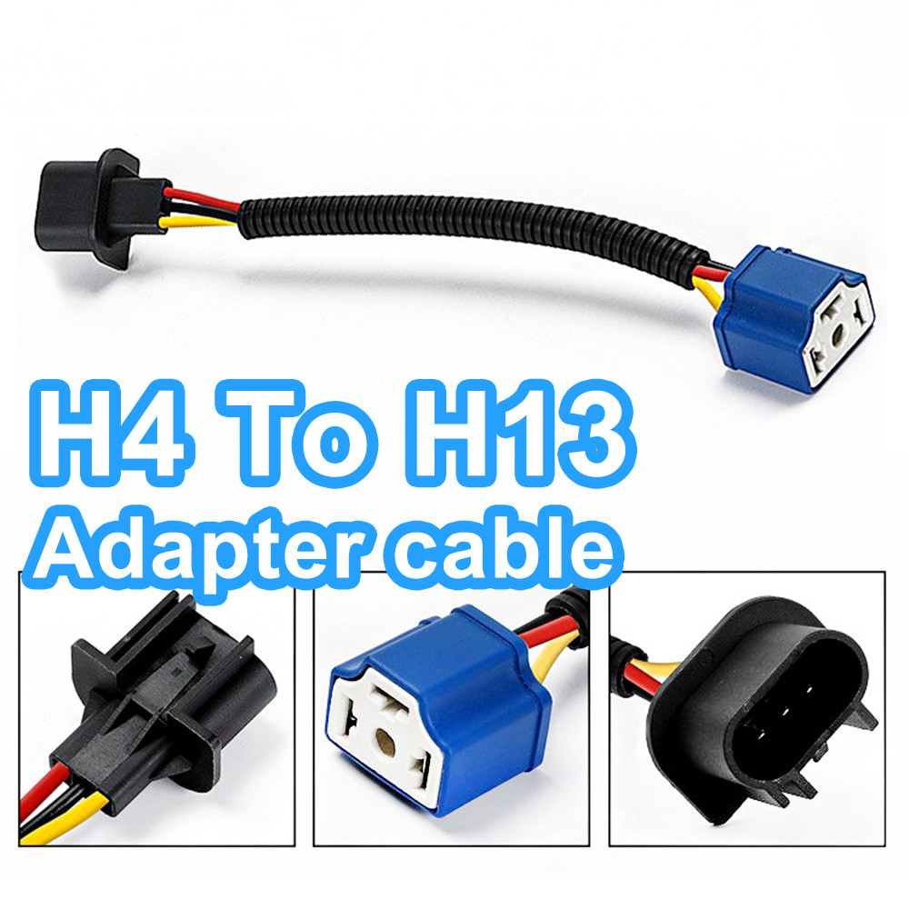 ☹H4 to H13 Adapter Cable Headlight Bulb Wire Car Fog Light Convert ...