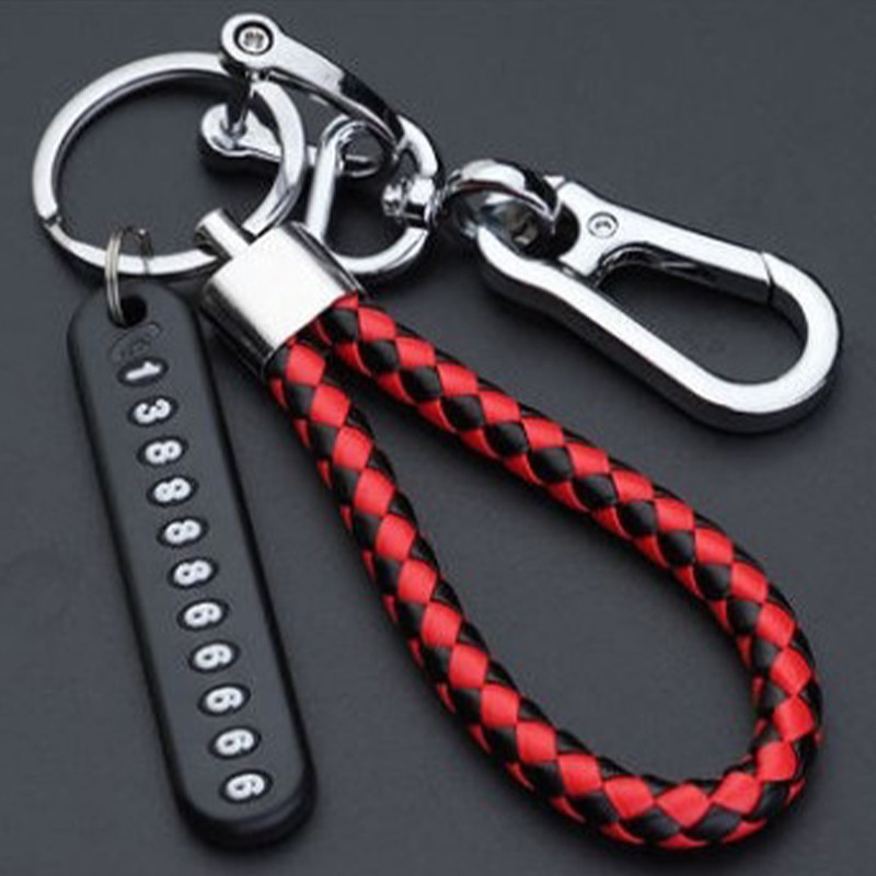 ⋚Anti-Lost Car Key Chain With Phone Number Plate Key Ring Auto Vehicle ...