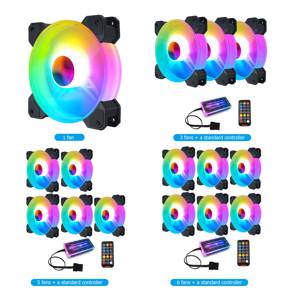 COOLMOON 120mm RGB Cooling Fan Desktop Case Gorgeous Chassis Radiator ...