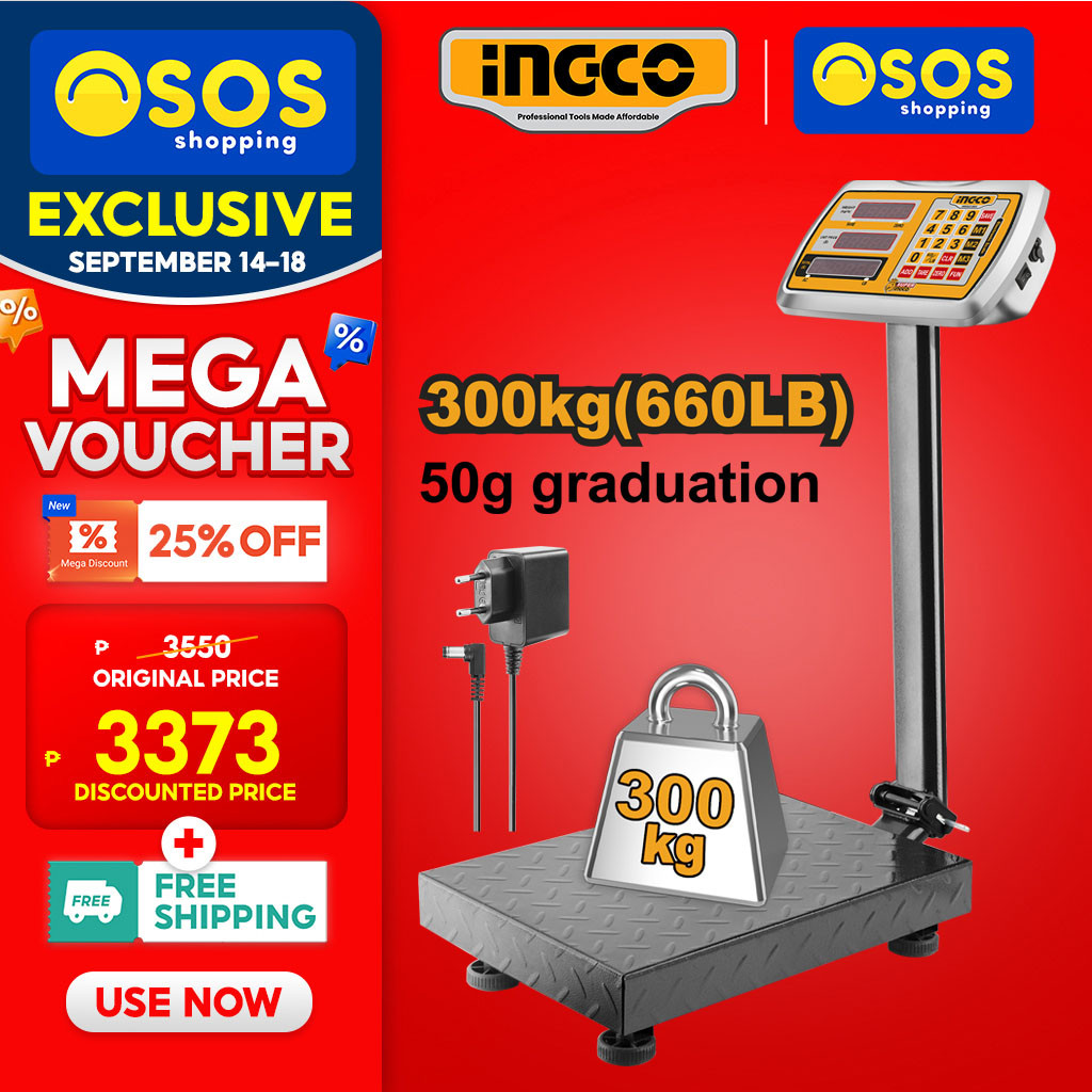 INGCO Original 300kg Rechargeable Platform Scale HESA33003 ING-PT •OSOS ...