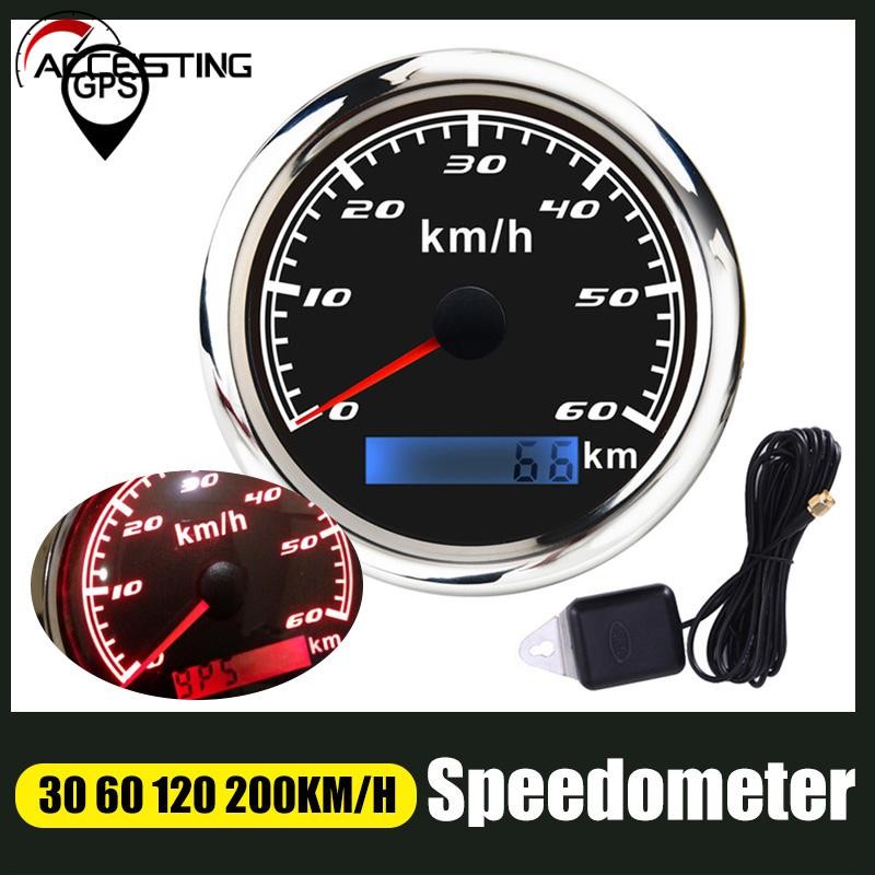 85Mm GPS Speedometer Gauge 30 60 120 200 KM/H Odometer For Marine ...