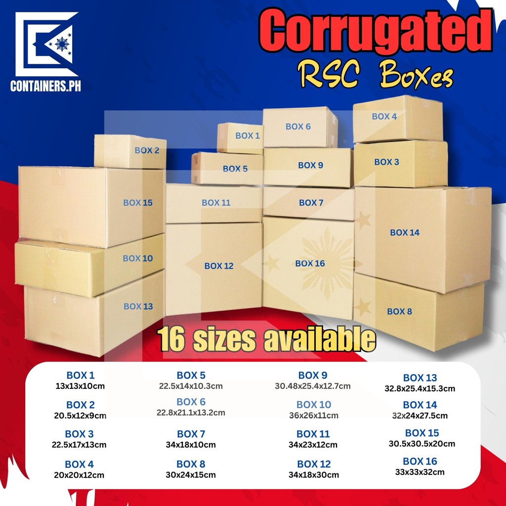 CONTAINERS.PH (16 Sizes Available) Corrugated Box RSC Box Shipping Box ...