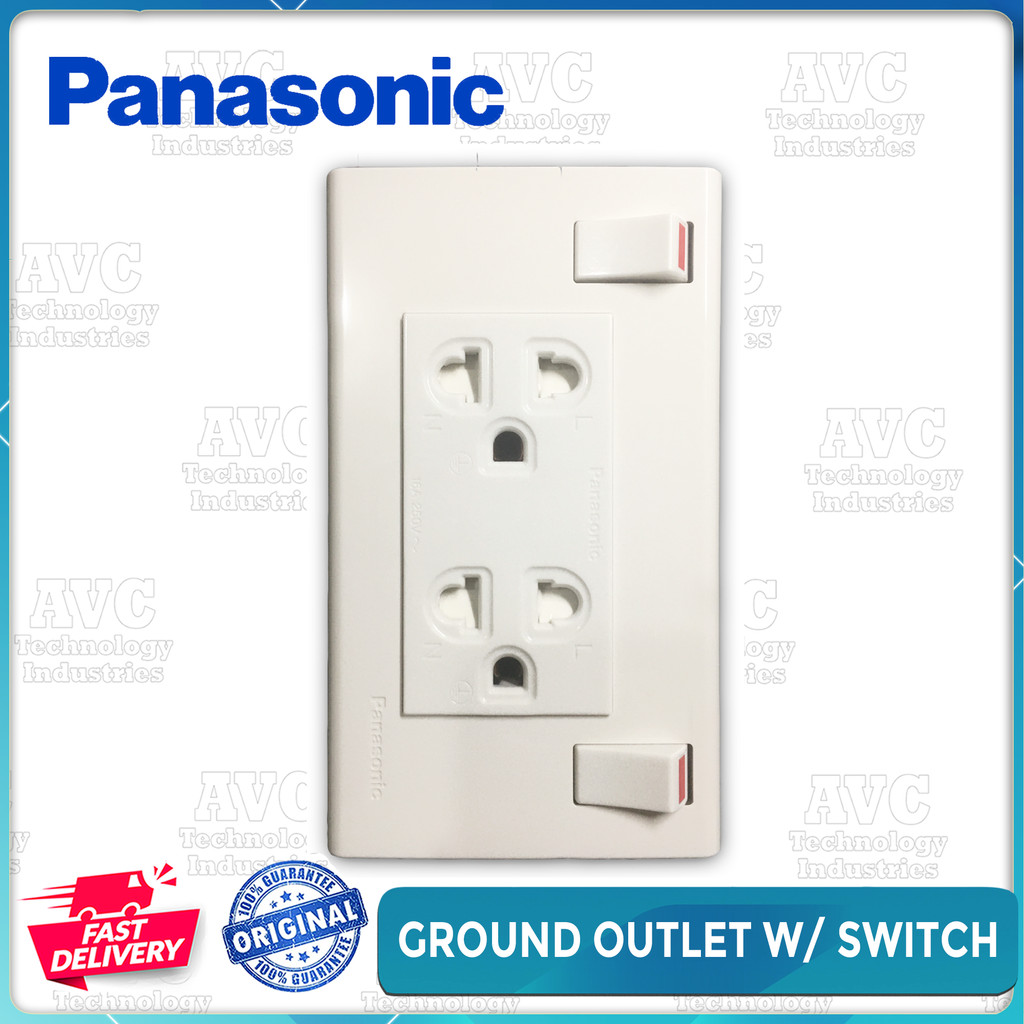PANASONIC Grounding Duplex Universal Receptacle with Safety Shutter and ...