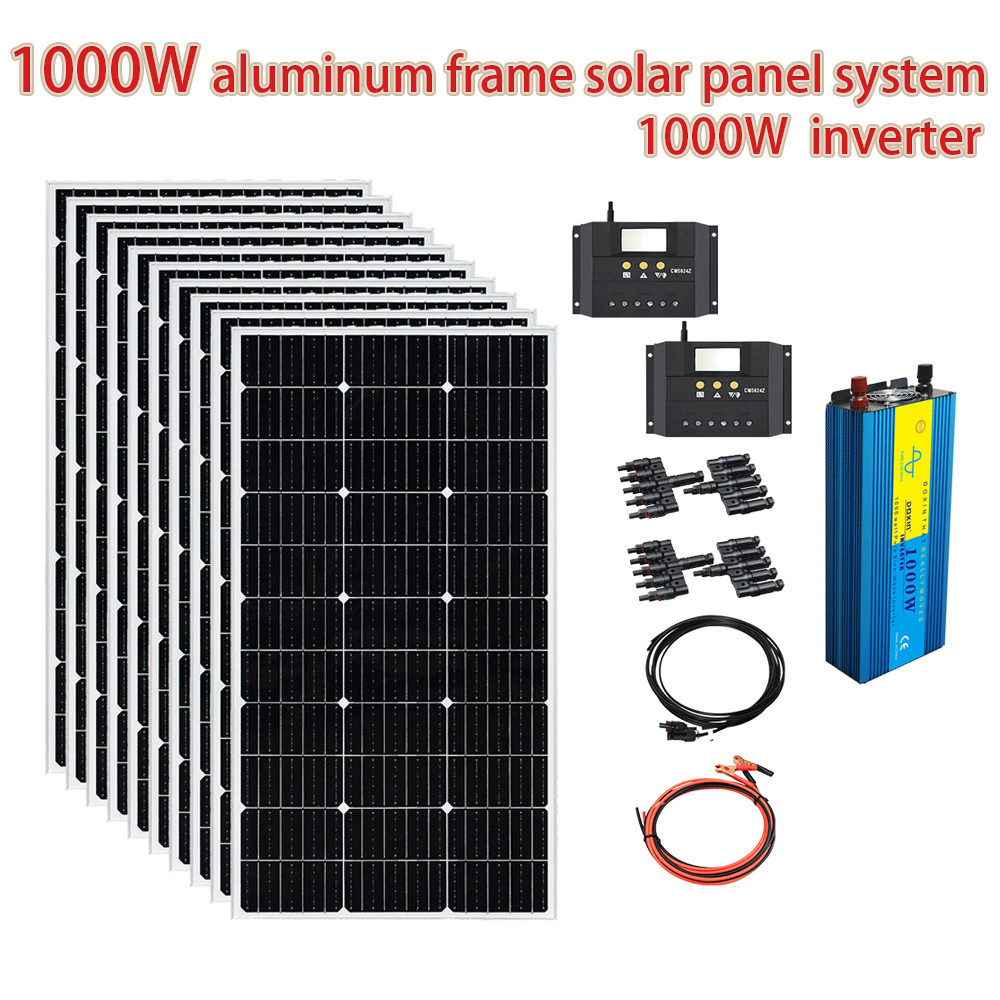♚Off-grid solar panel system Solar Cell kit &110V 220V inverter 1000W ...