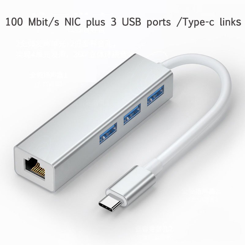 ⋛100 Mbit/s Network Adapter RJ45 USB3.0 Hub Converter Type-c To Network ...