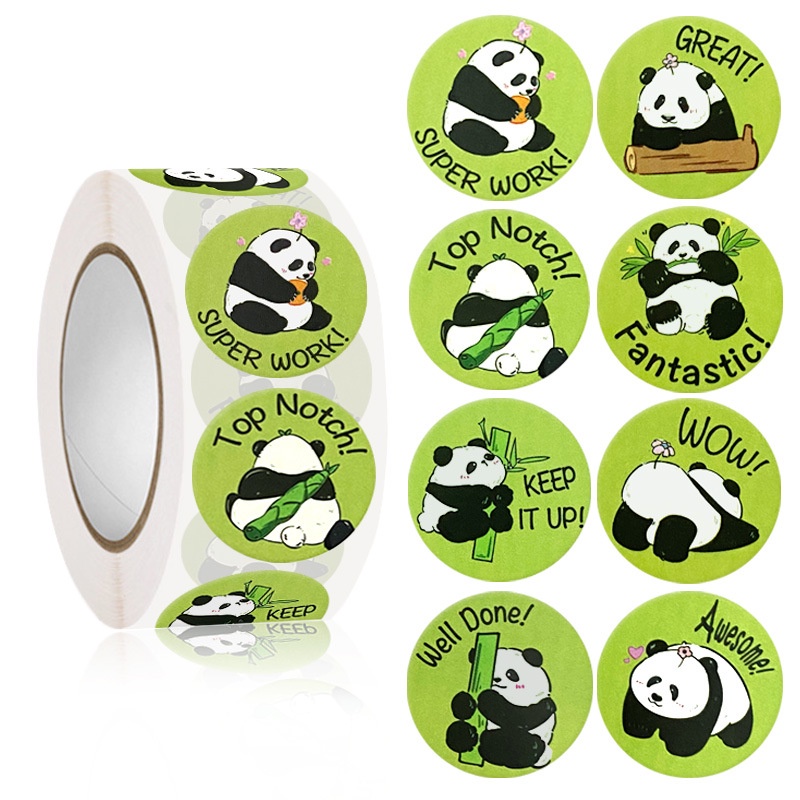 stationery ♘100-500 Pcs 1inch/2.5cm Cute Animal Panda Stickers Roll for ...