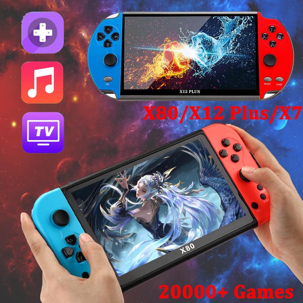 X80 X12 Plus X7 Handheld Game Console Built-in 20000+ Retro Games ...