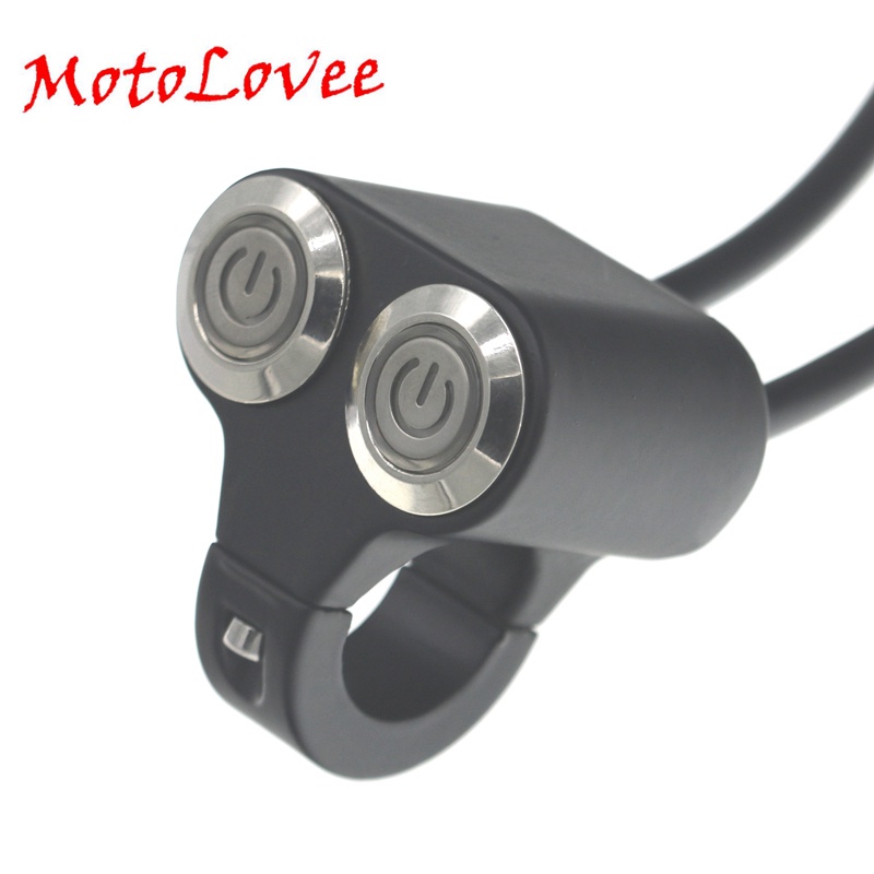 ♧LED 22mm Motorcycle Switches Handlebar Mount Button Switch Headlight ...