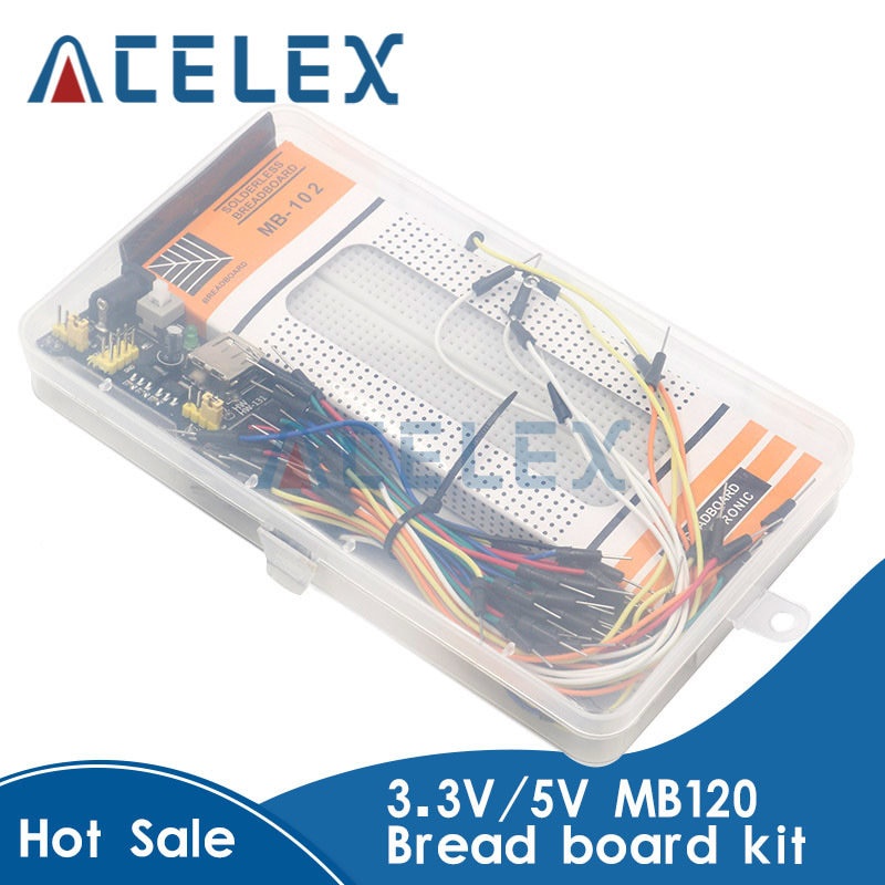 3.3V/5V MB102 Breadboard power module+MB-102 830 points Solderless Prototype Bread board kit +65 ...