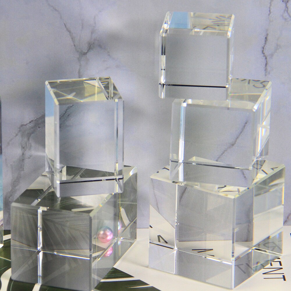 Clear Crystal Cube Paperweight Exquisite Crystal Crafts Souvenir DIY Glass Blank for Laser ...