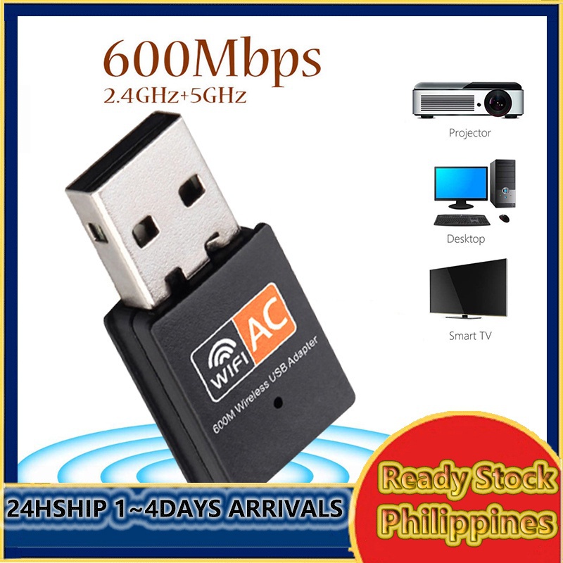 WiFi Adapter 600Mbps Dual-Band 2.4G/5G Hz Mini Wireless WiFi Dongle ...