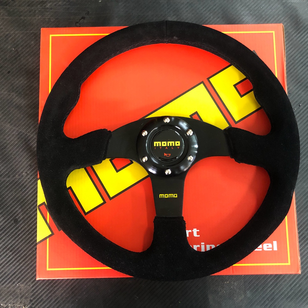 Universal 14Inch Racing MOMO Steering Wheel Car Flat Suede Leather JDM ...