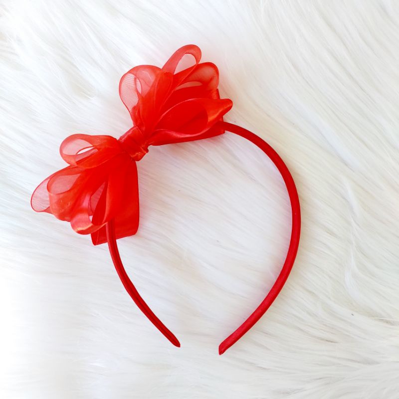 Red organza ribbon headband snow white red headband girls hair ...