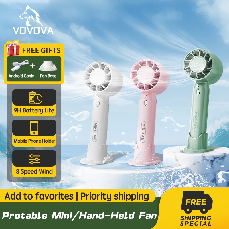 VOVOVA Mini Fan Turbo 3000mAh Fan Handheld Rechargeable Fan for Campus ...