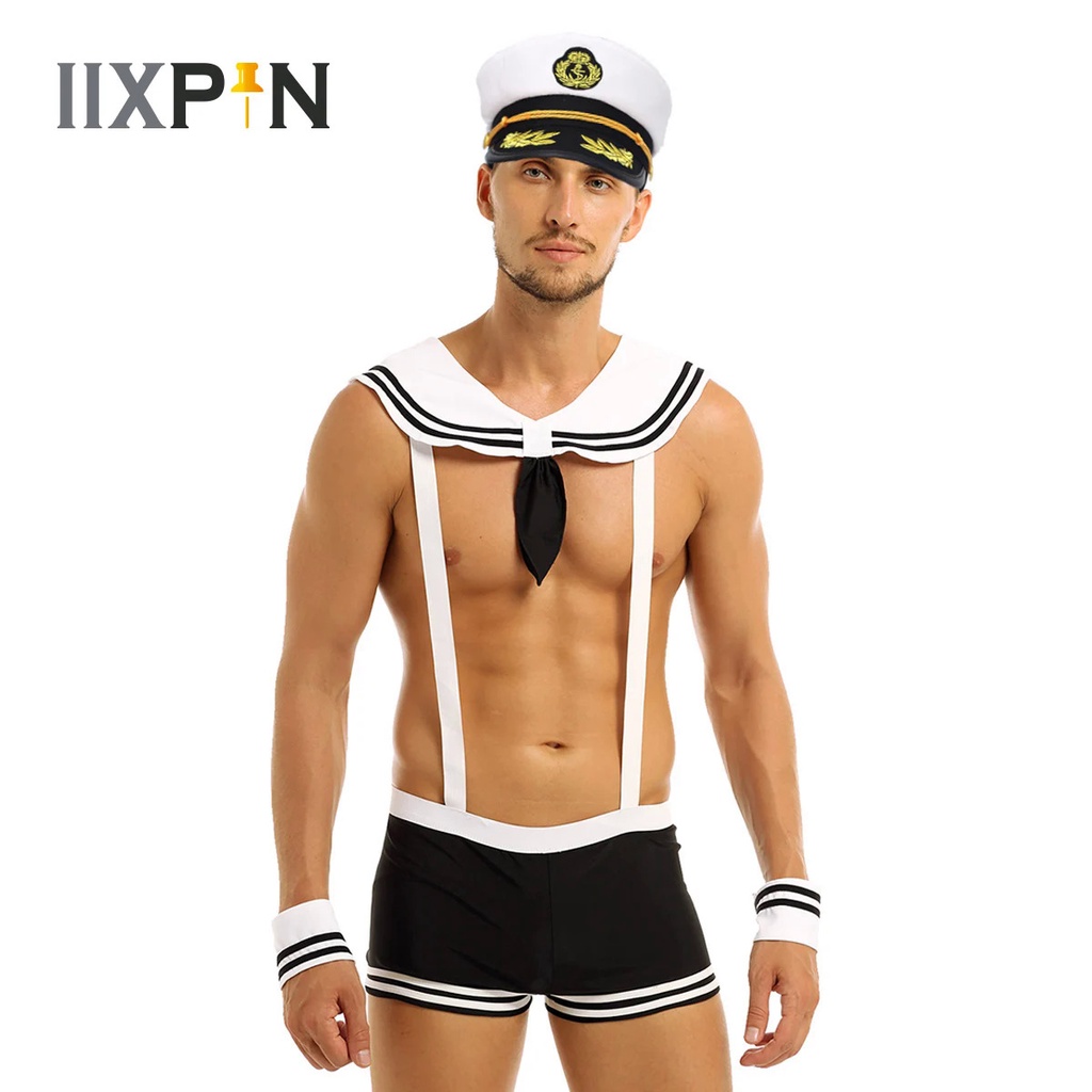 Adult Men Sexy Sailor Costume Hot Erotic Sexy Slim Fit White Seaman