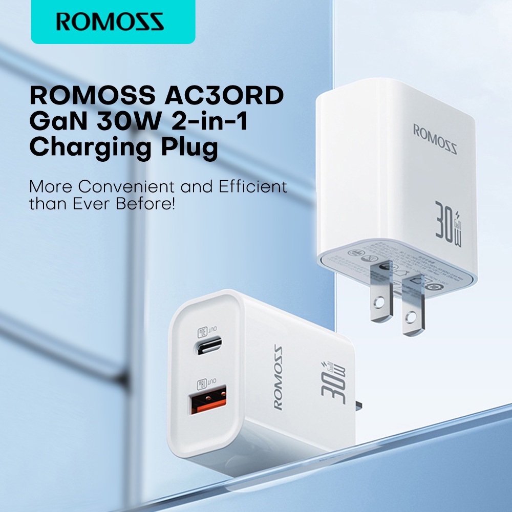 Romoss AC30RD PD30W USB Type C Fast Charger QC PD 3.0 Dual Port Mini ...