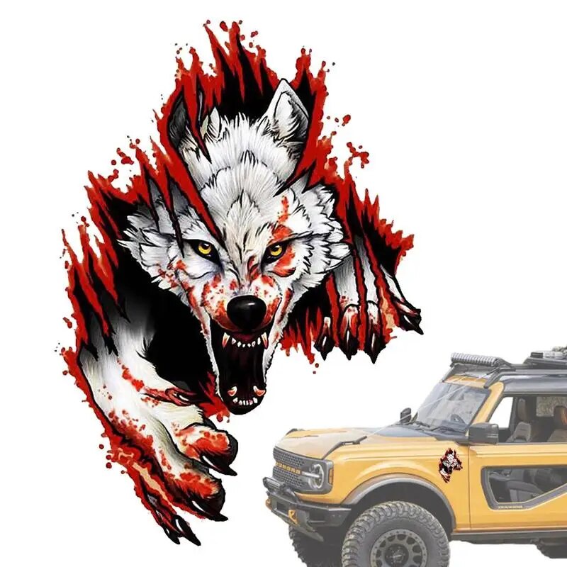 Angry Wolf Sticker Waterproof Fun PVC Car Body Window Wolf Decals ...